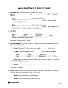 Washington-DC-Bill-of-Sale - Simple Forms